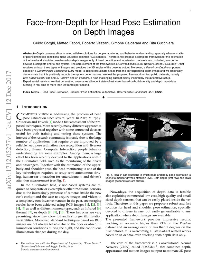 Face-from-Depth for Head Pose Estimation on Depth Images | DeepAI