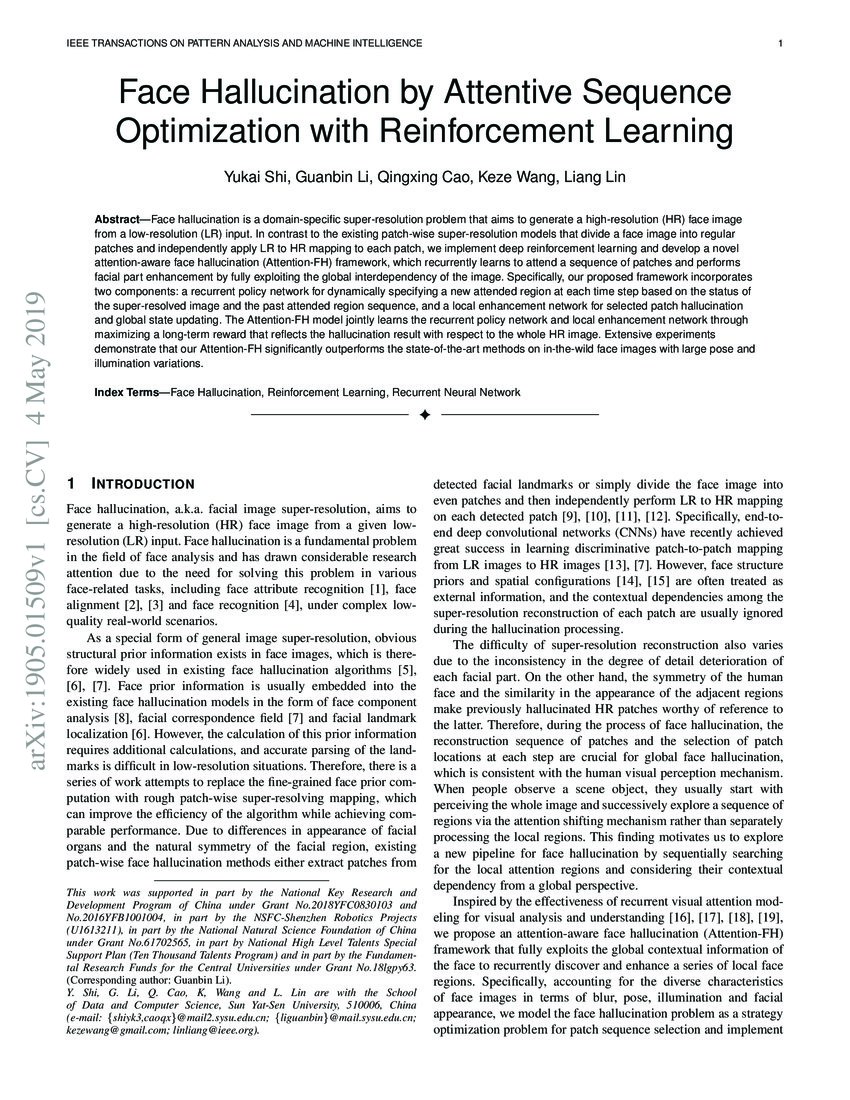 Face Hallucination by Attentive Sequence Optimization with Reinforcement Learning | DeepAI
