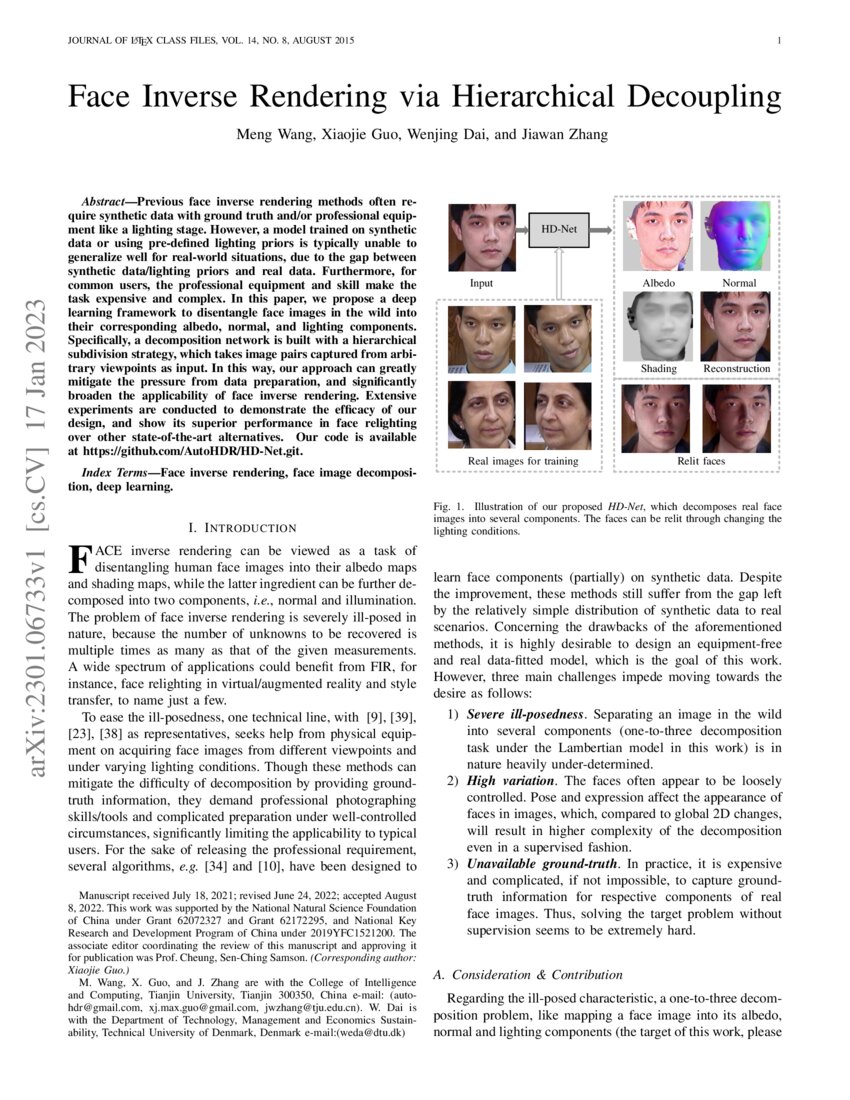 Face Inverse Rendering via Hierarchical Decoupling | DeepAI