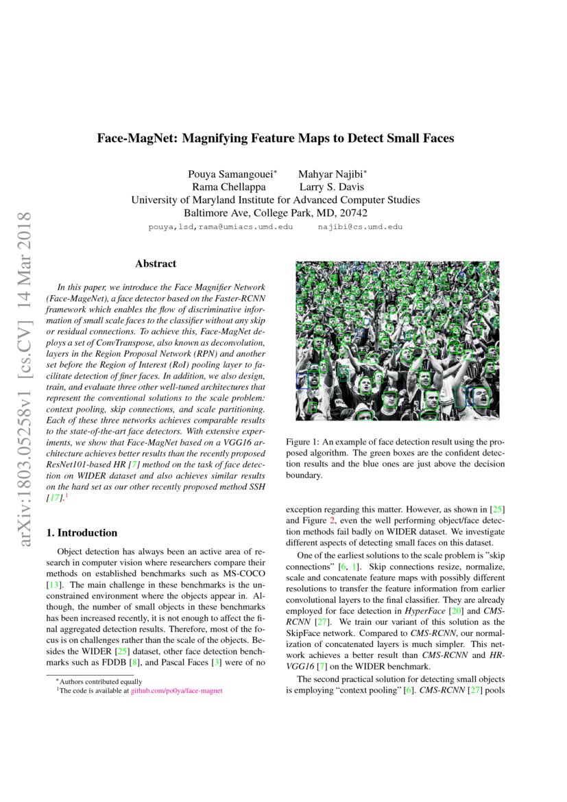 Face-MagNet: Magnifying Feature Maps to Detect Small Faces | DeepAI