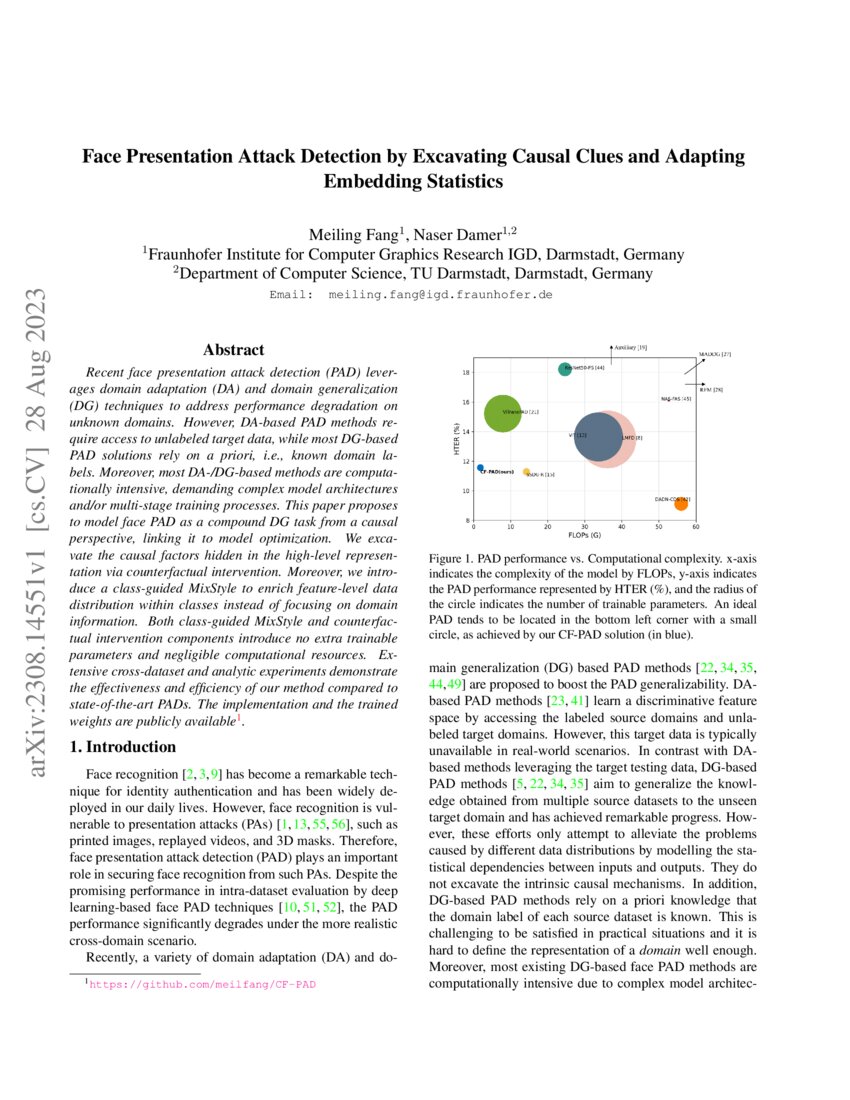 Face Presentation Attack Detection by Excavating Causal Clues and Adapting Embedding Statistics ...