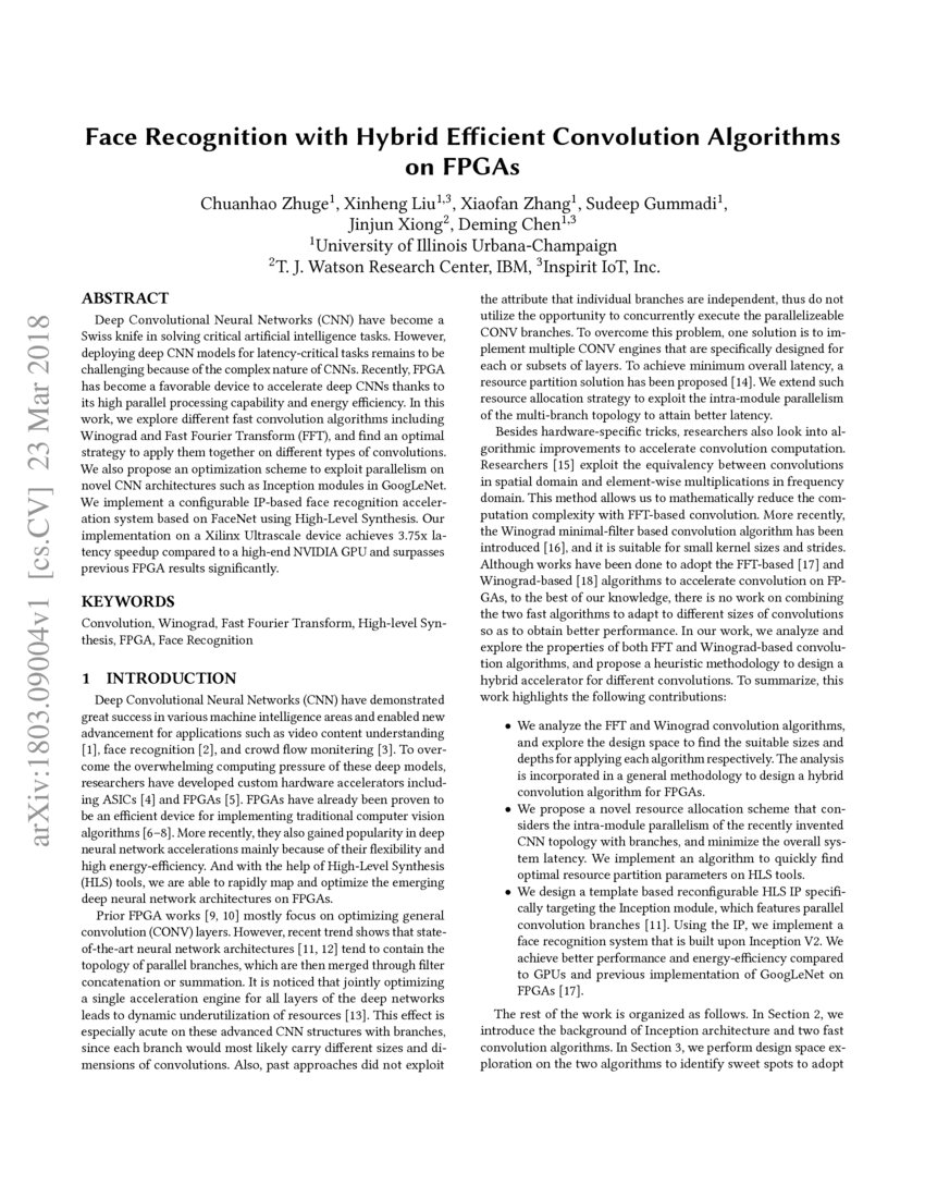Face Recognition With Hybrid Efficient Convolution Algorithms On Fpgas 8350