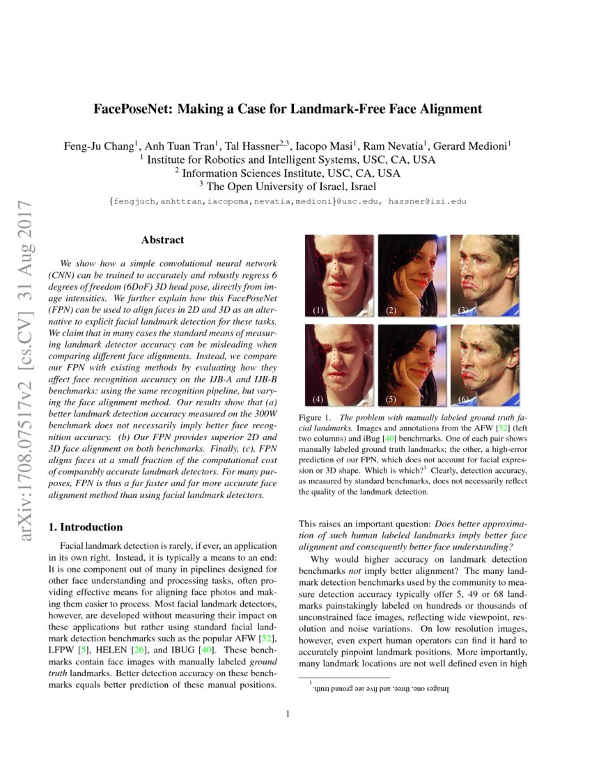 FacePoseNet: Making a Case for Landmark-Free Face Alignment | DeepAI