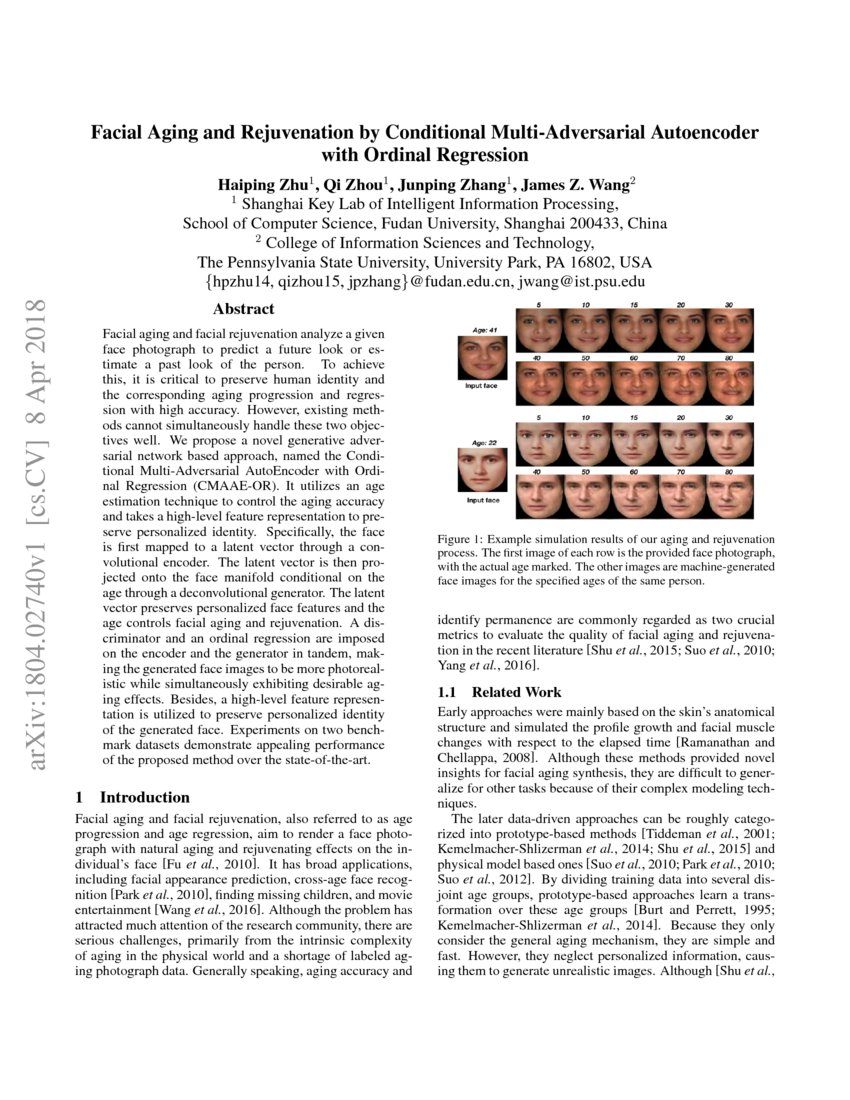 Facial Aging and Rejuvenation by Conditional Multi-Adversarial Autoencoder with Ordinal ...