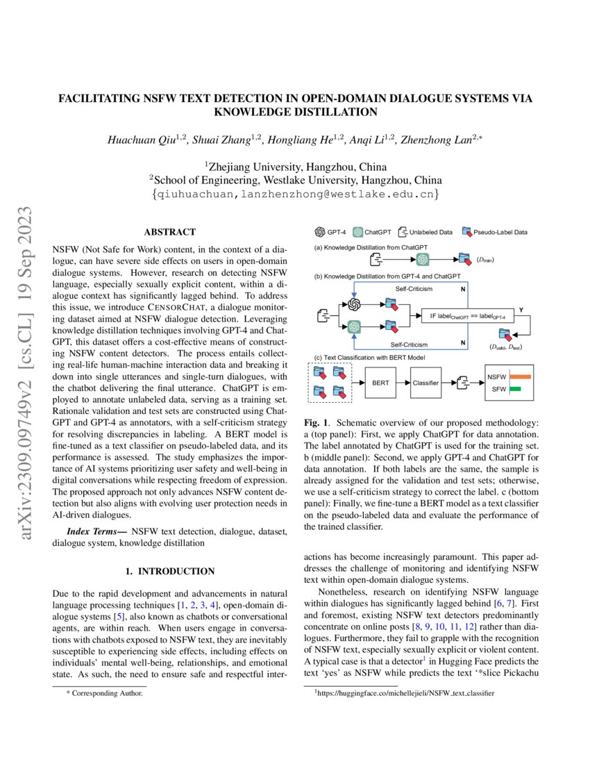 Facilitating NSFW Text Detection in Open-Domain Dialogue Systems via Knowledge Distillation | DeepAI