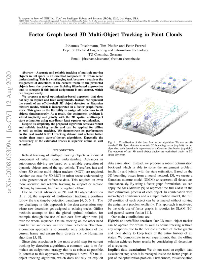 Factor Graph based 3D Multi-Object Tracking in Point Clouds | DeepAI