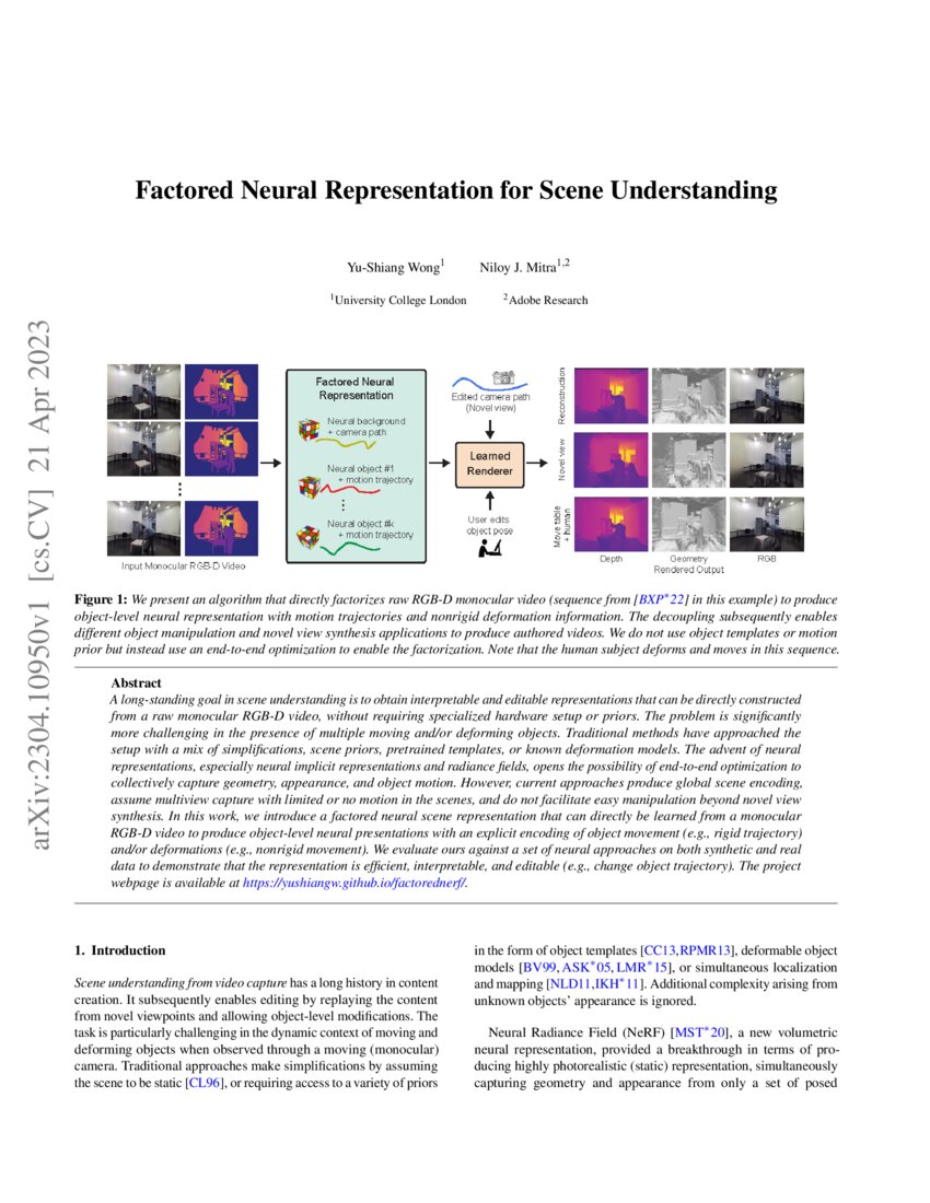 Factored Neural Representation For Scene Understanding Deepai