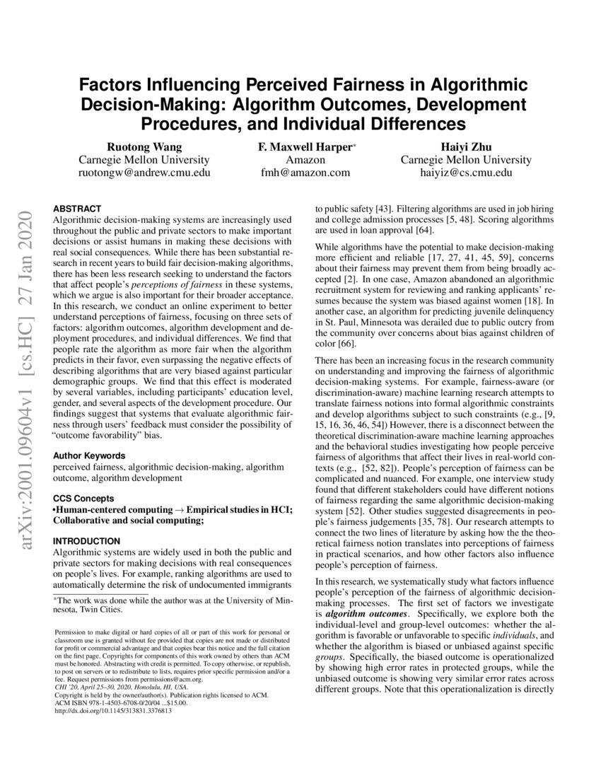 Factors Influencing Perceived Fairness in Algorithmic Decision-Making ...