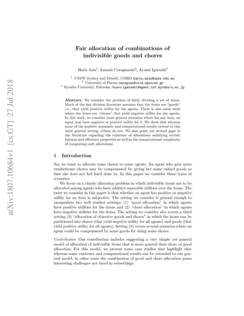 Fair allocation of combinations of indivisible goods and chores | DeepAI