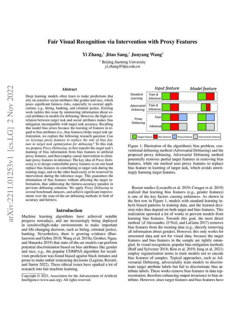 Fair Visual Recognition via Intervention with Proxy Features | DeepAI