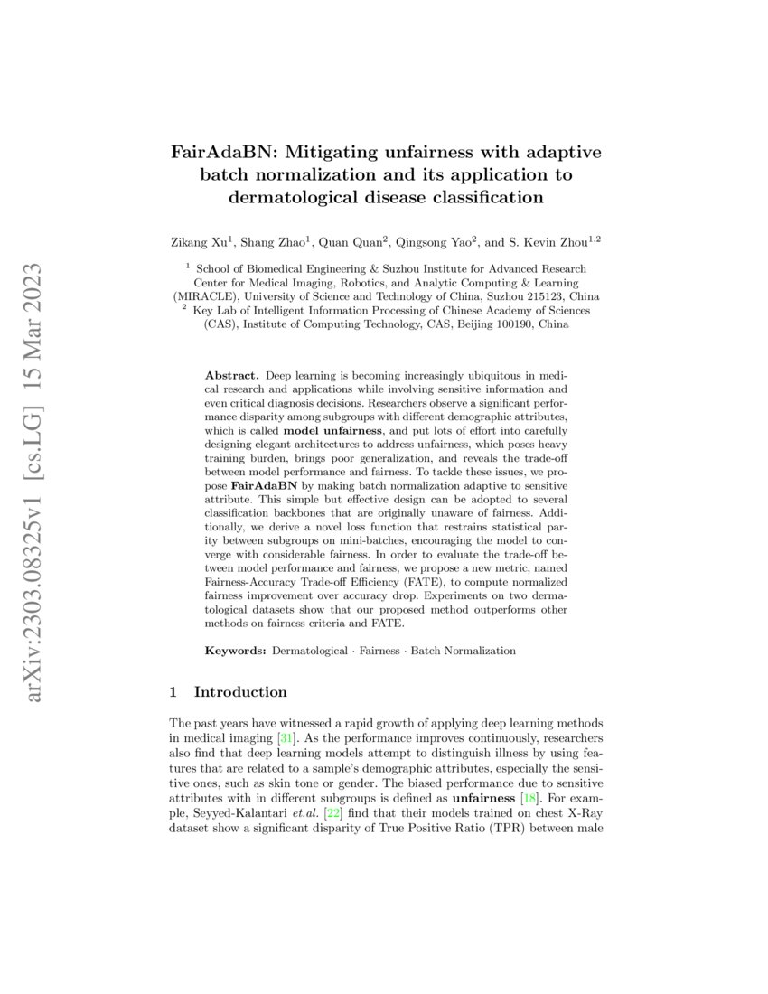 FairAdaBN: Mitigating unfairness with adaptive batch normalization and ...