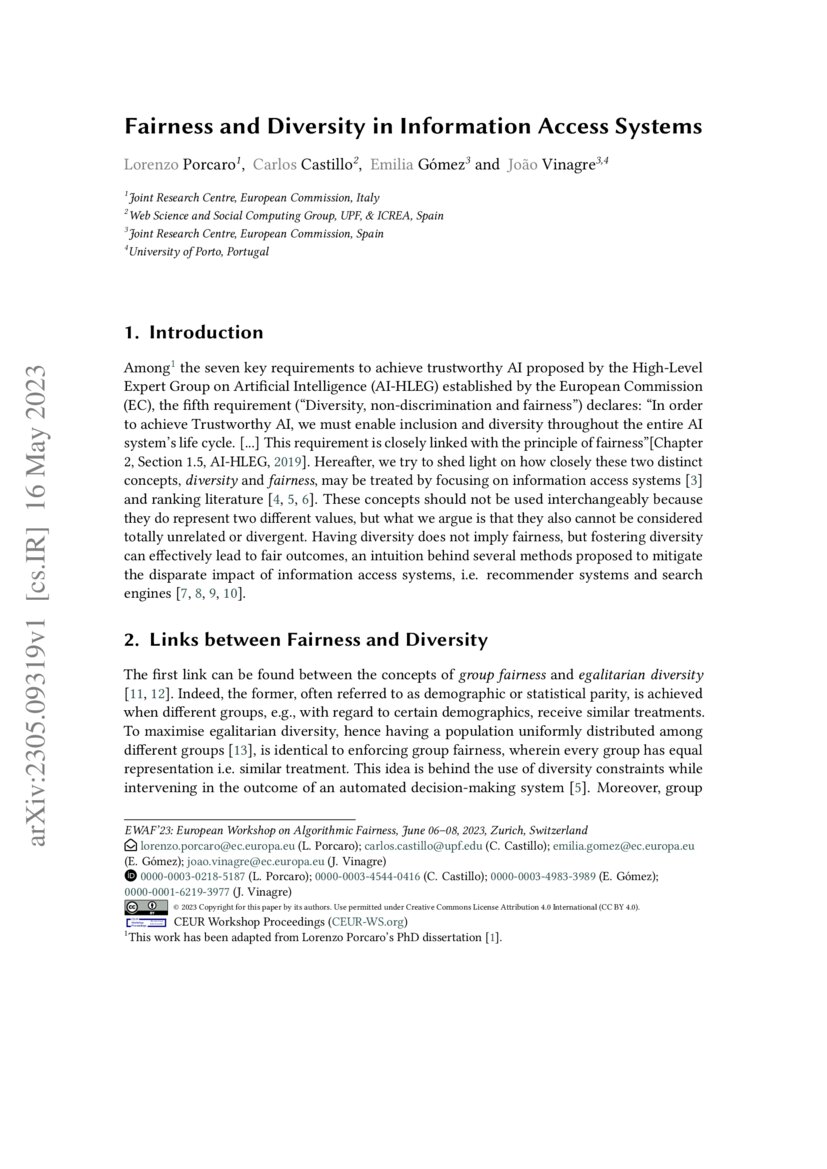 Fairness and Diversity in Information Access Systems | DeepAI