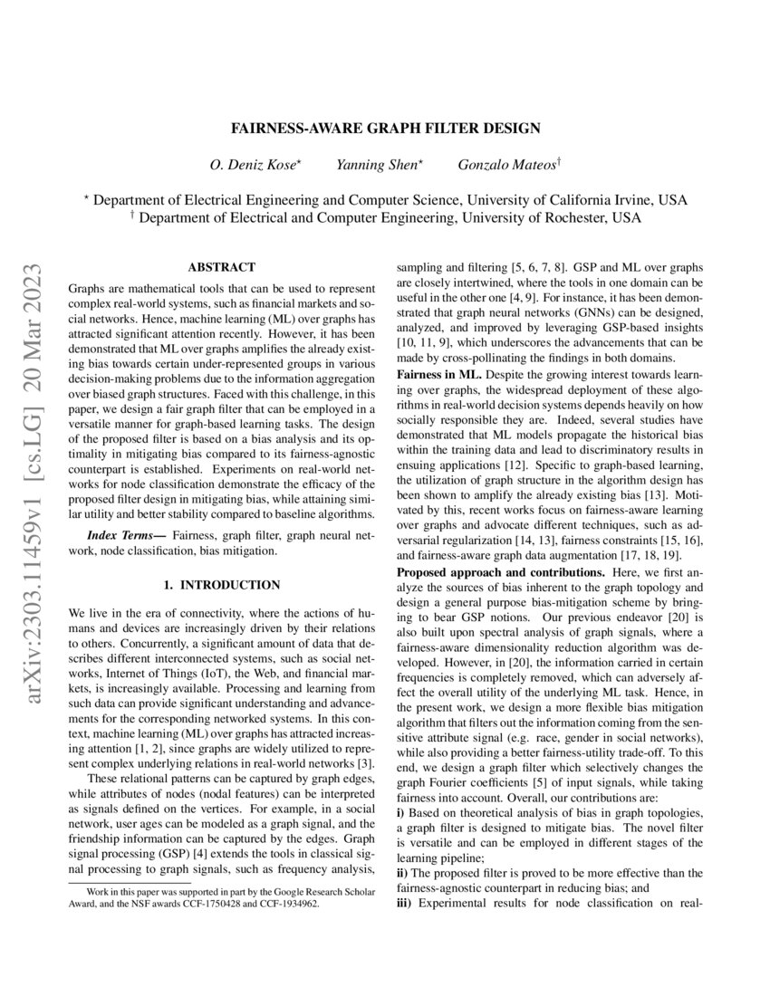 Fairness-Aware Graph Filter Design | DeepAI