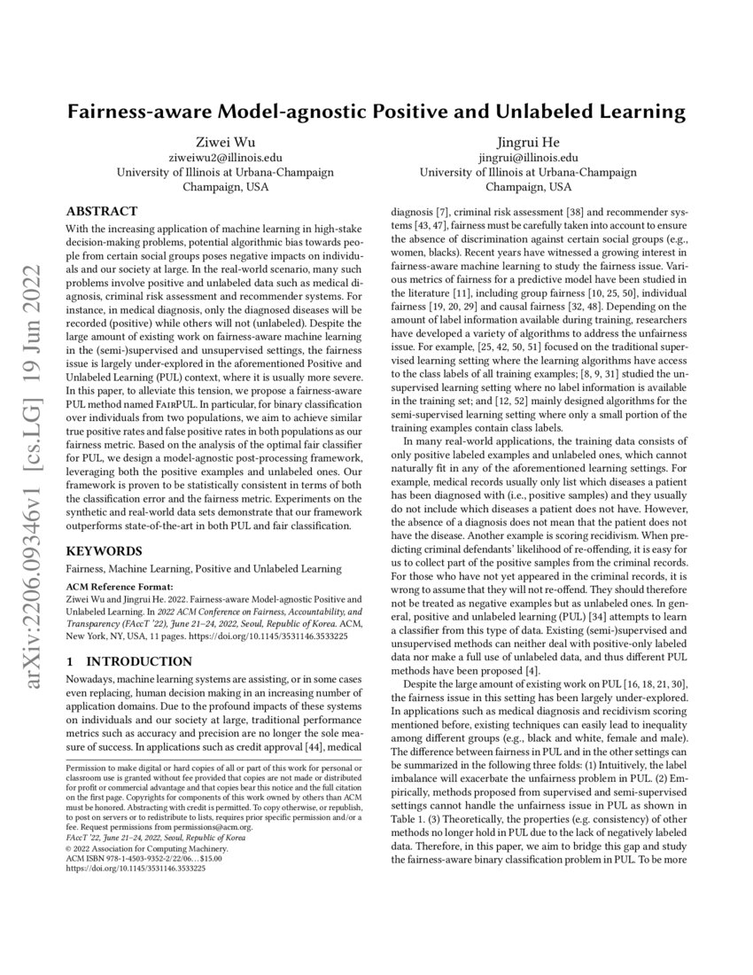 Fairness-aware Model-agnostic Positive and Unlabeled Learning | DeepAI