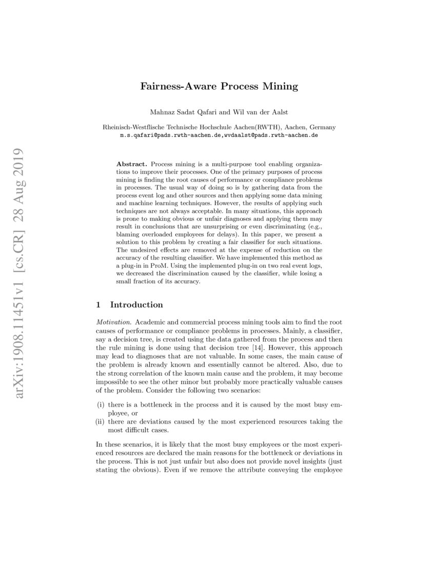 Fairness-Aware Process Mining | DeepAI