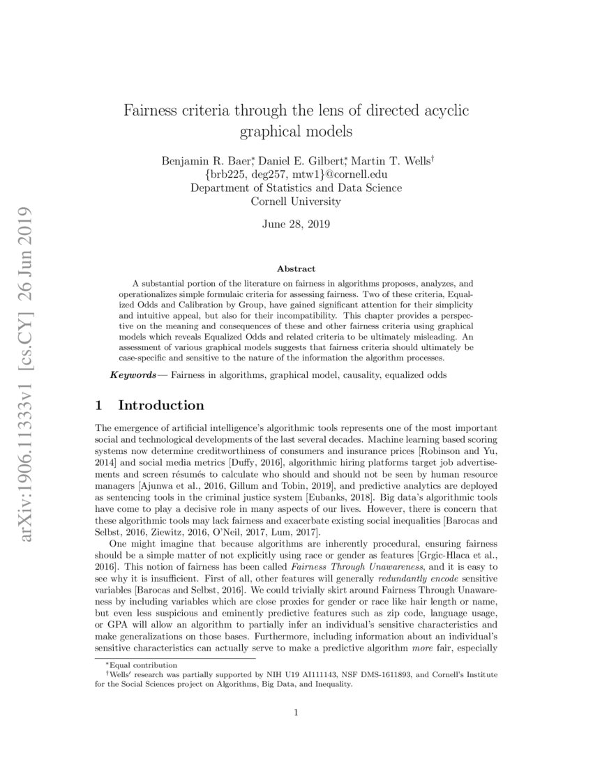 Fairness criteria through the lens of directed acyclic graphical models | DeepAI