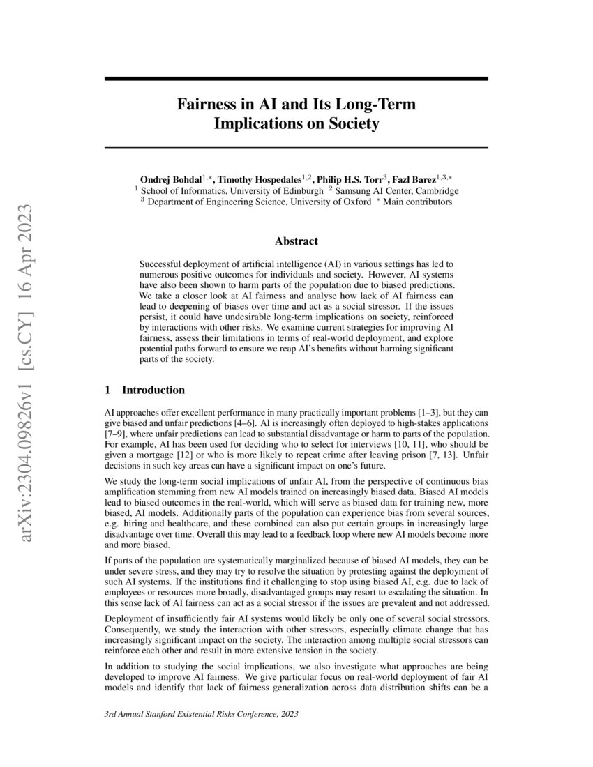 Fairness in AI and Its Long-Term Implications on Society | DeepAI