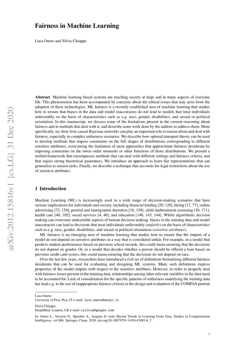 Fairness in Machine Learning | DeepAI