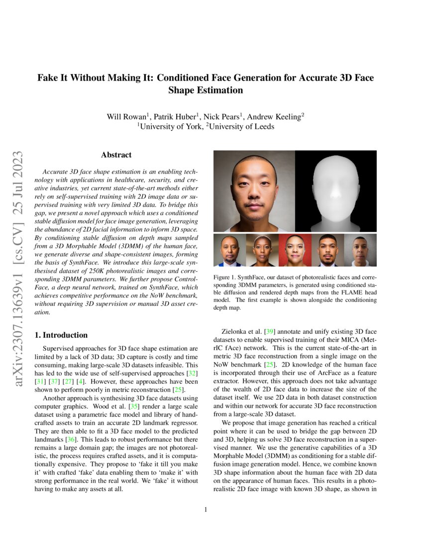 Fake It Without Making It: Conditioned Face Generation for Accurate 3D ...
