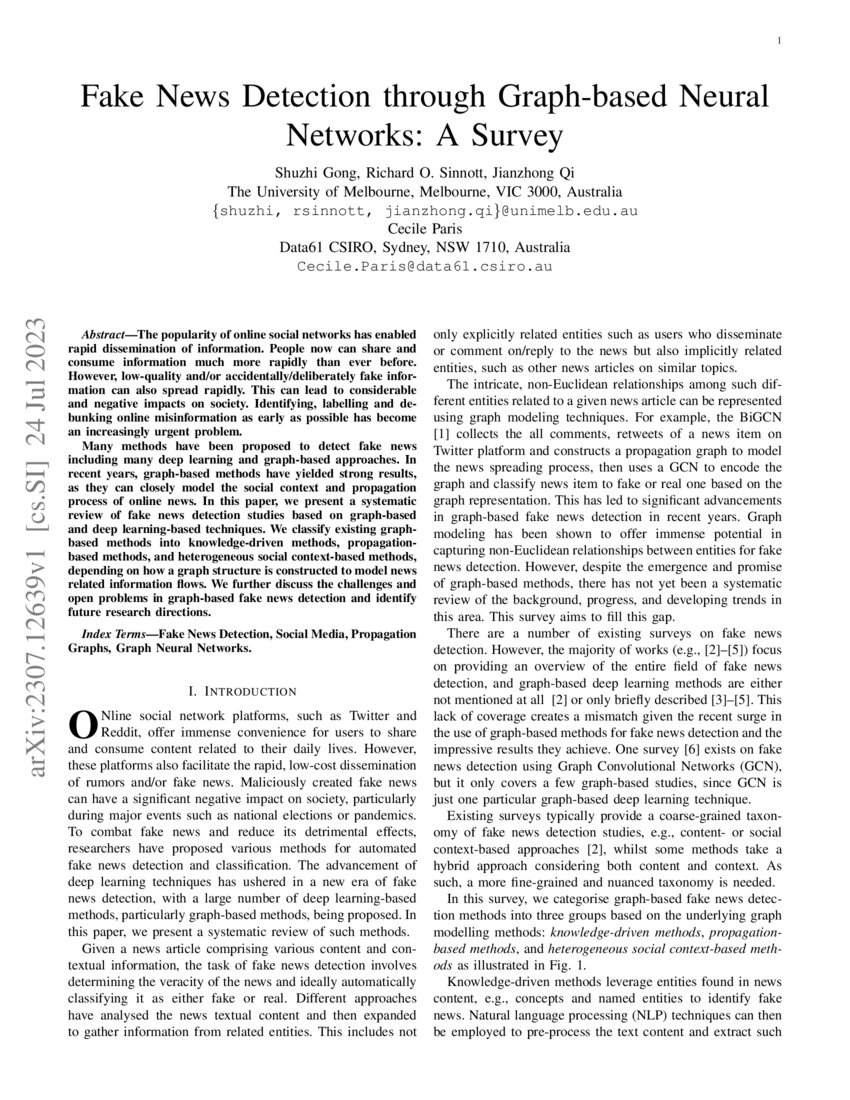 Fake News Detection Through Graph-based Neural Networks: A Survey | DeepAI Fake News Detection Through Graph-based Neural Networks: A Survey | DeepAI