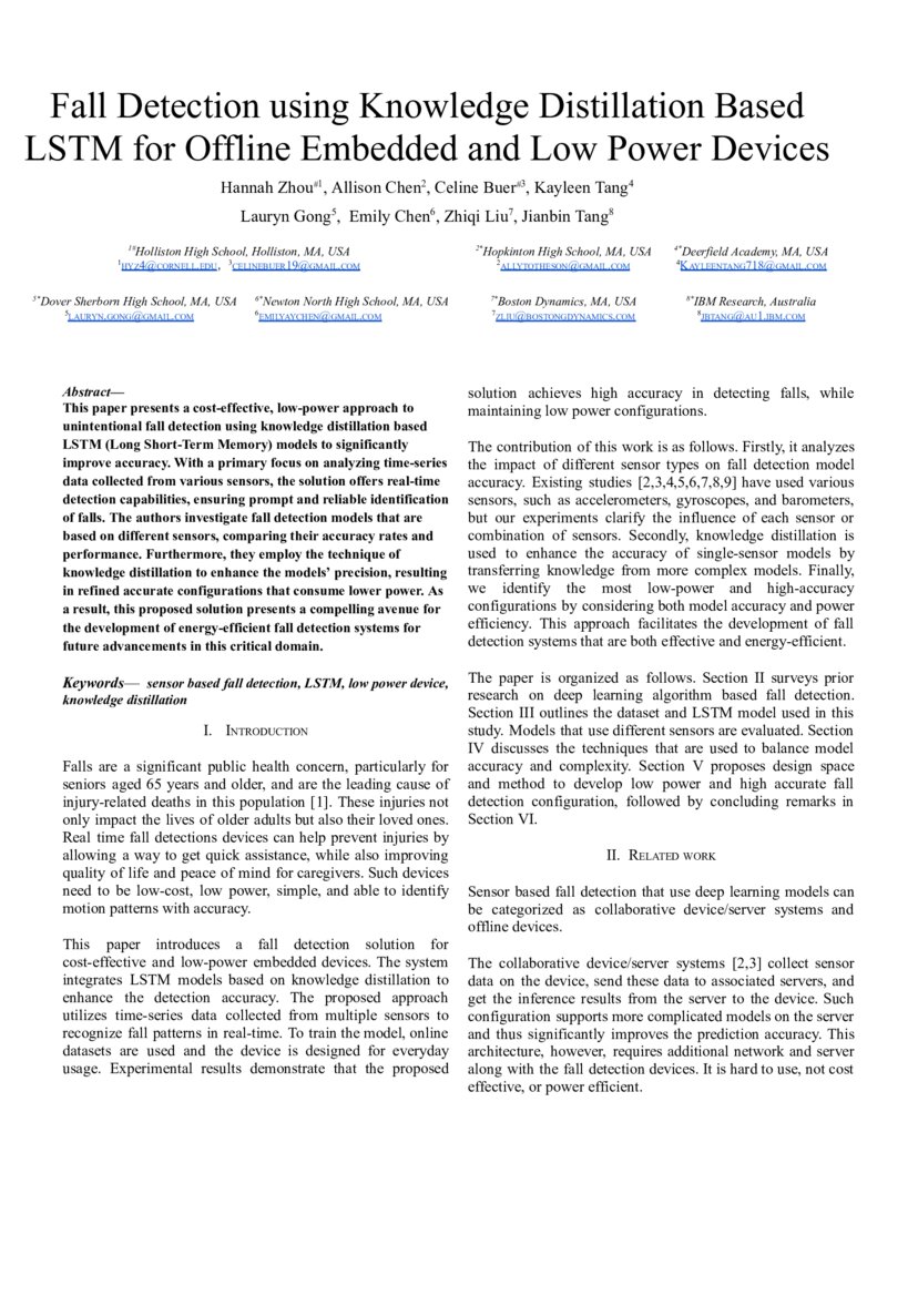 Fall Detection using Knowledge Distillation Based Long short-term ...