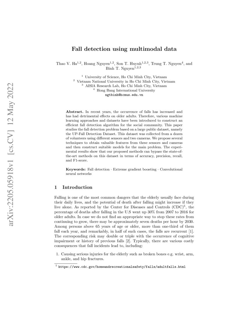 Fall detection using multimodal data | DeepAI