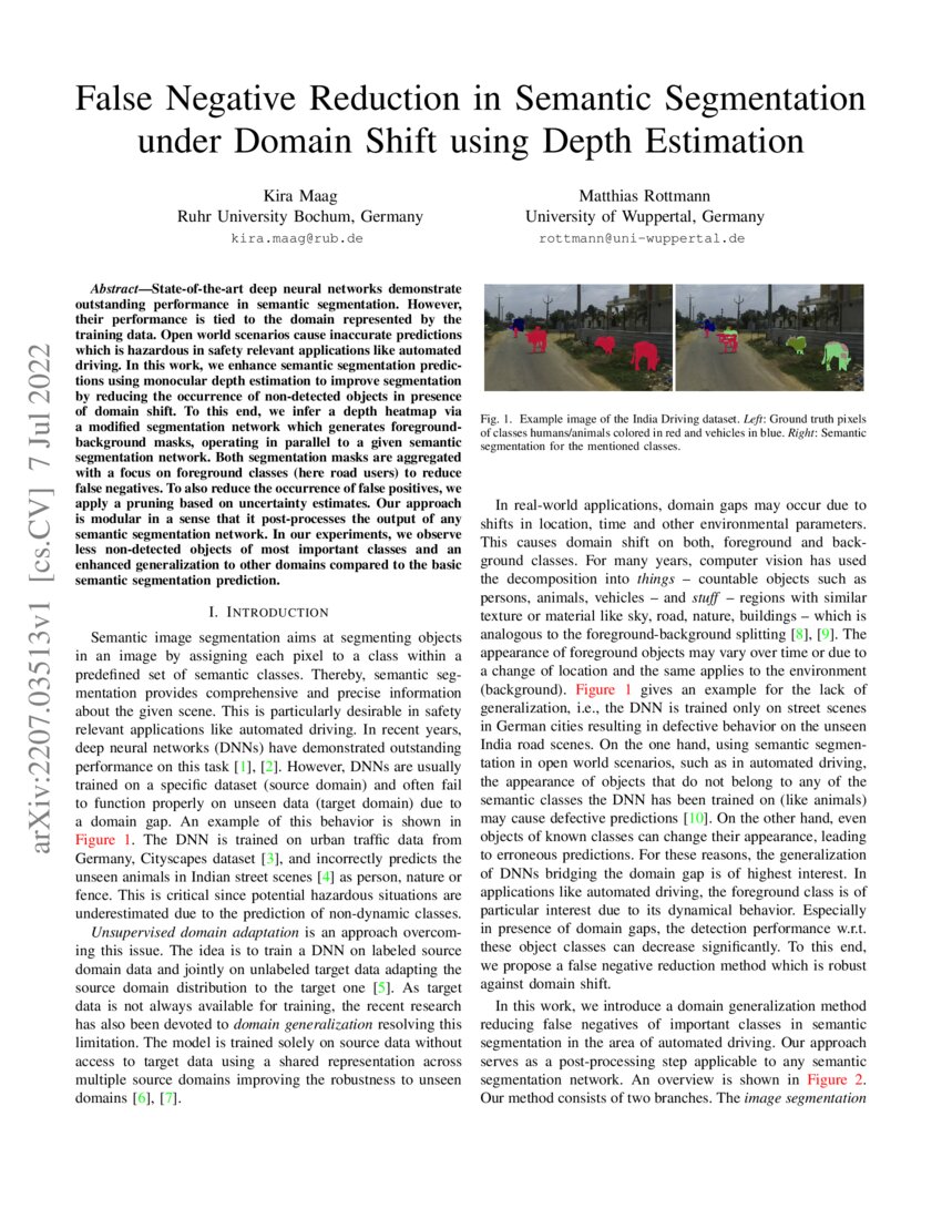 False Negative Reduction In Semantic Segmentation Under Domain Shift
