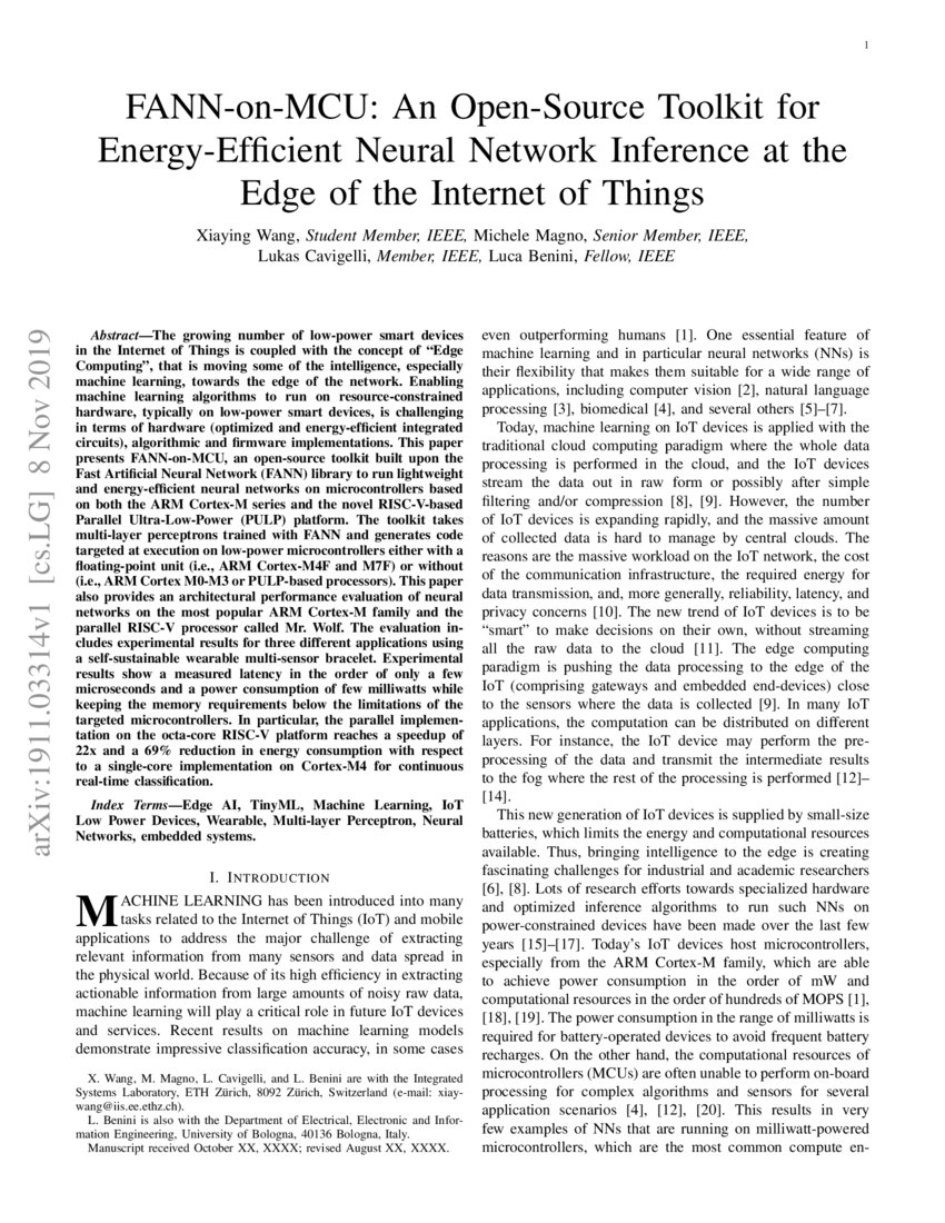 Fann On Mcu An Open Source Toolkit For Energy Efficient Neural Network