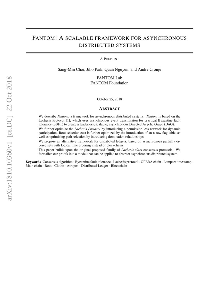 Fantom A Scalable Framework For Asynchronous Distributed Systems Deepai