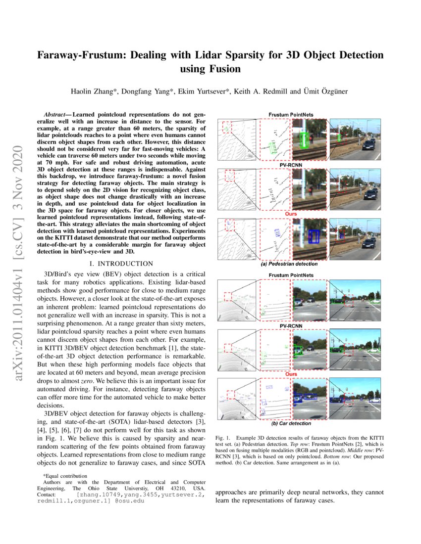 Faraway Frustum Dealing With Lidar Sparsity For 3d Object Detection Using Fusion Deepai
