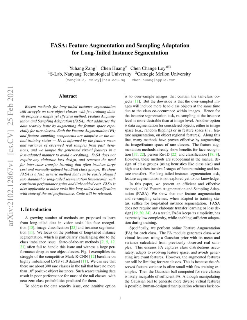 FASA: Feature Augmentation and Sampling Adaptation for Long-Tailed ...
