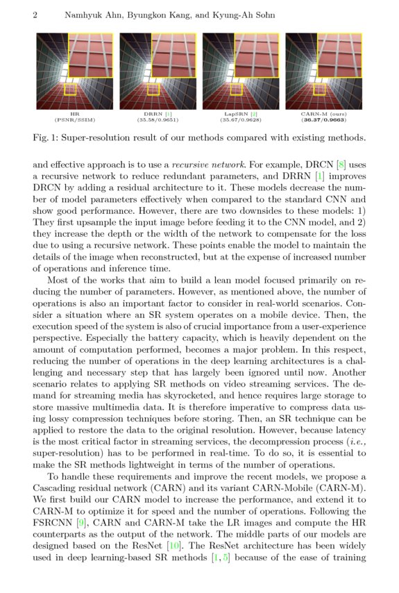 Fast, Accurate, and, Lightweight Super-Resolution with Cascading Residual Network | DeepAI