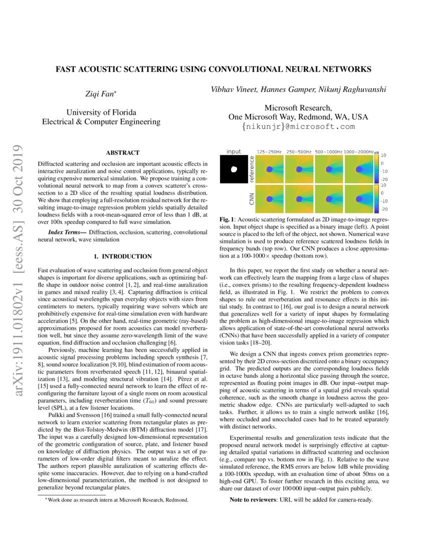 Fast acoustic scattering using convolutional neural networks | DeepAI