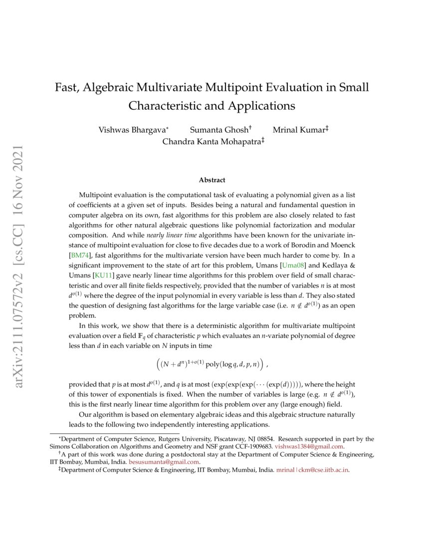 Fast Algebraic Multivariate Multipoint Evaluation In Small