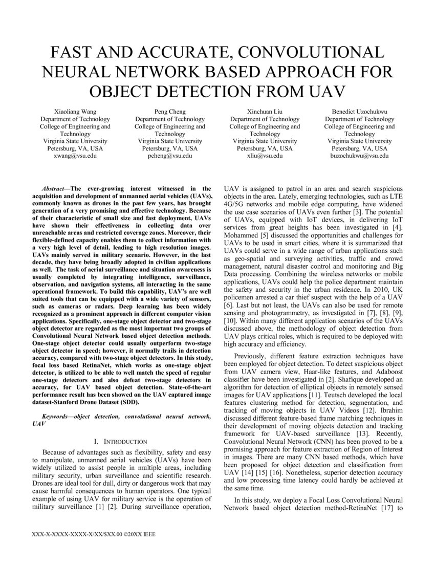 Fast And Accurate Convolutional Neural Network Based Approach For Object Detection From Uav 9268