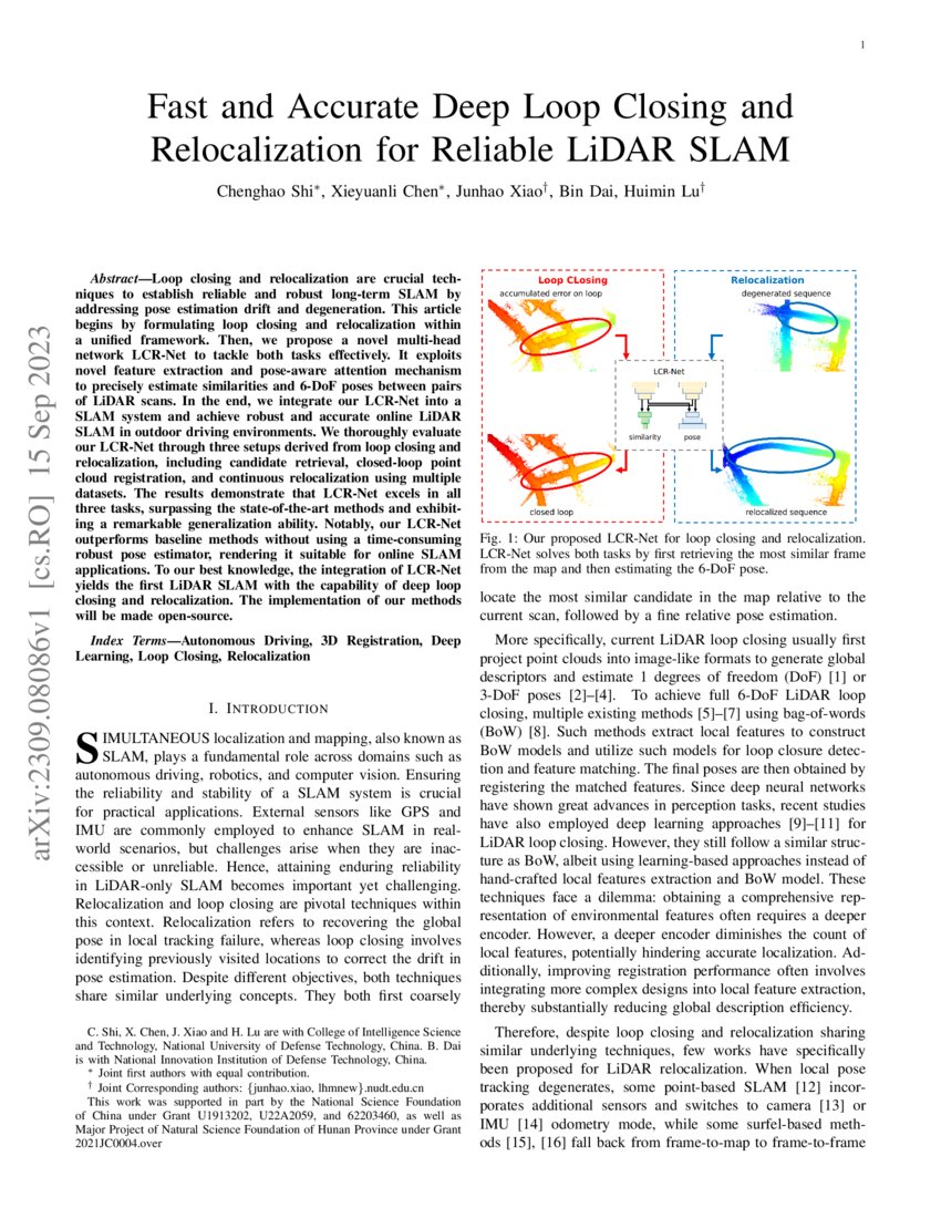 Fast and Accurate Deep Loop Closing and Relocalization for Reliable LiDAR SLAM | DeepAI
