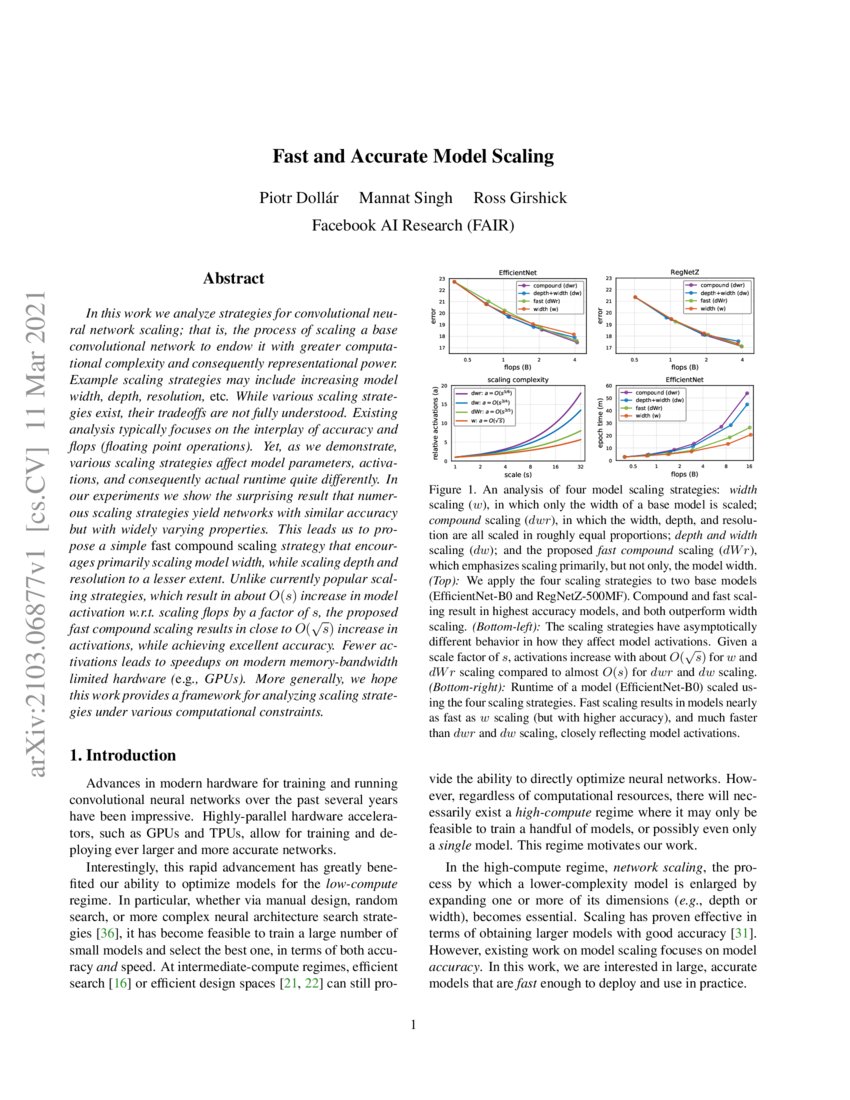 Fast and Accurate Model Scaling | DeepAI