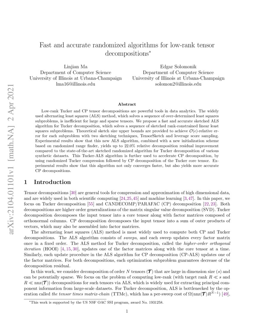 Fast And Accurate Randomized Algorithms For Low Rank Tensor Decompositions Deepai 9710