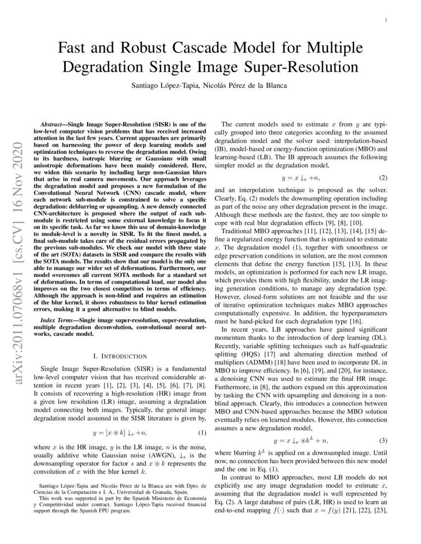 Fast and Robust Cascade Model for Multiple Degradation Single Image ...