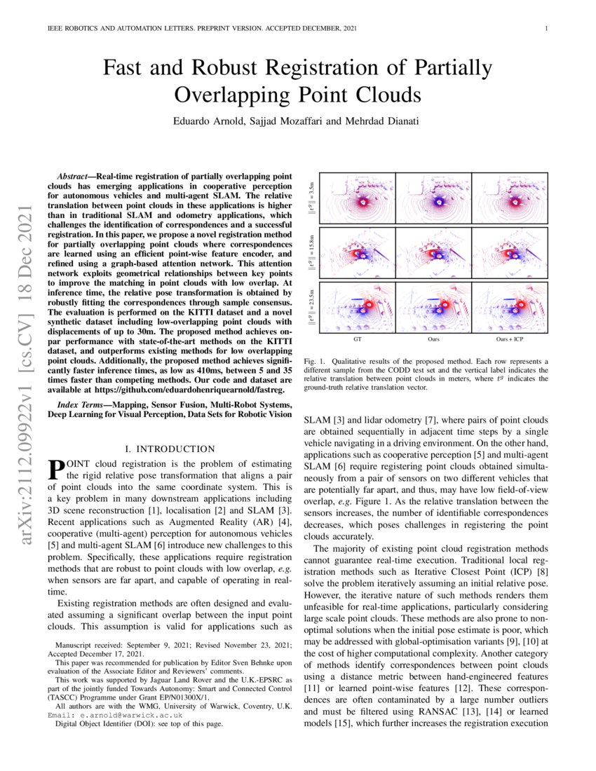 Fast and Robust Registration of Partially Overlapping Point Clouds | DeepAI