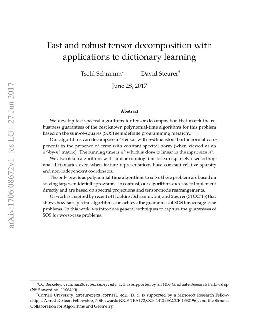 Fast And Robust Tensor Decomposition With Applications To Dictionary Learning Deepai