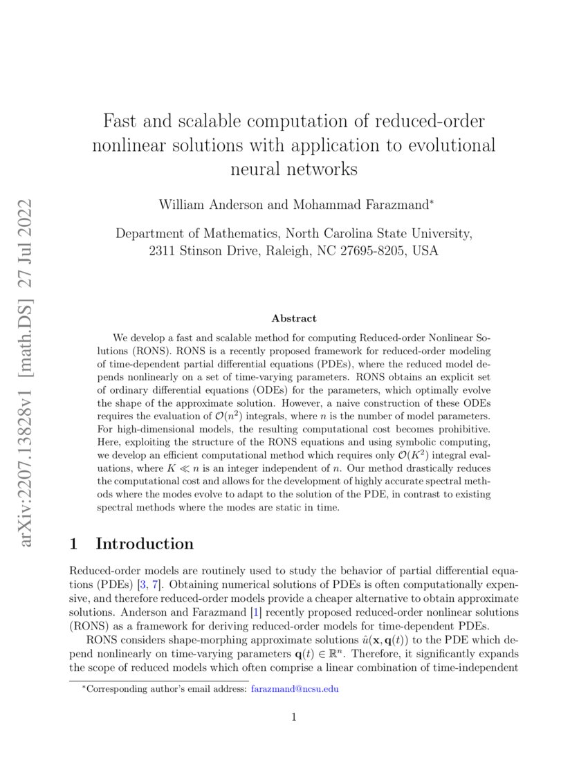 Fast And Scalable Computation Of Reduced Order Nonlinear Solutions With
