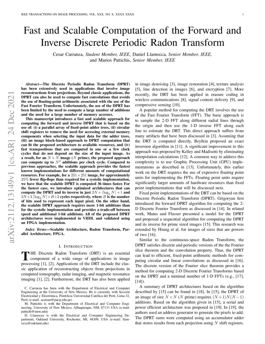 Fast And Scalable Computation Of The Forward And Inverse Discrete