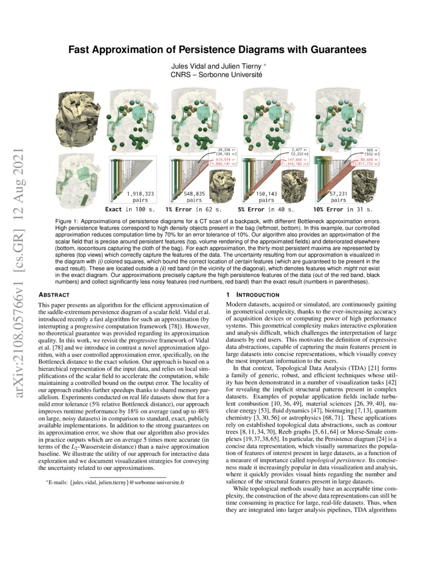 Fast Approximation of Persistence Diagrams with Guarantees | DeepAI