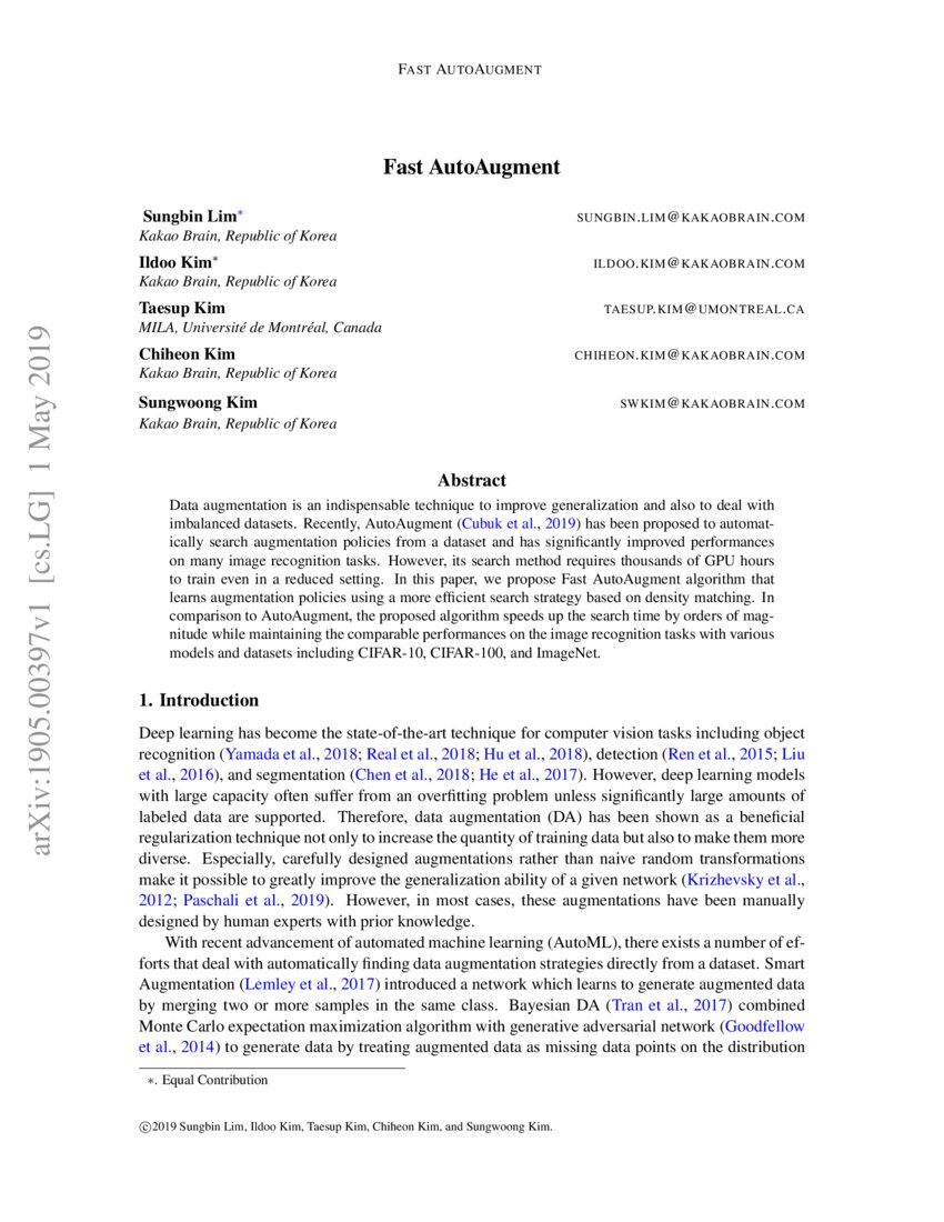 Fast AutoAugment | DeepAI