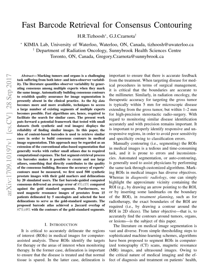 Fast Barcode Retrieval for Consensus Contouring | DeepAI