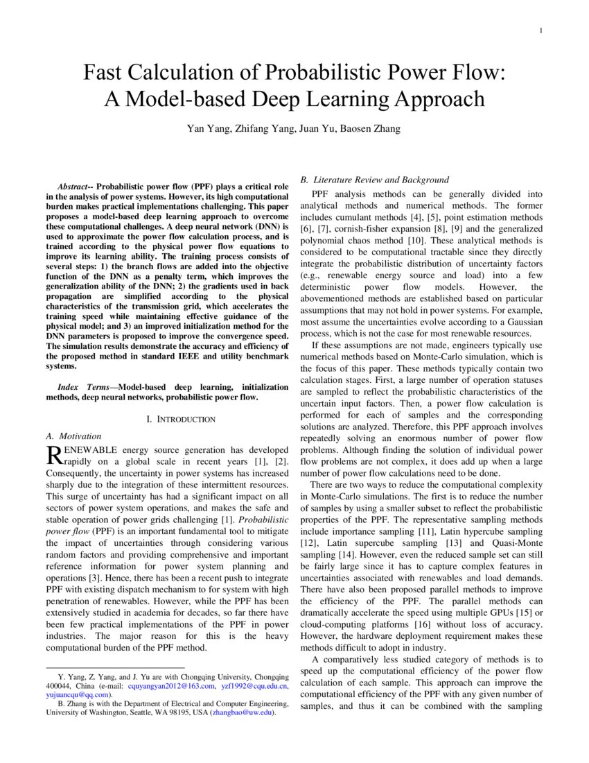 Fast Calculation of Probabilistic Power Flow: A Model-based Deep Learning Approach | DeepAI