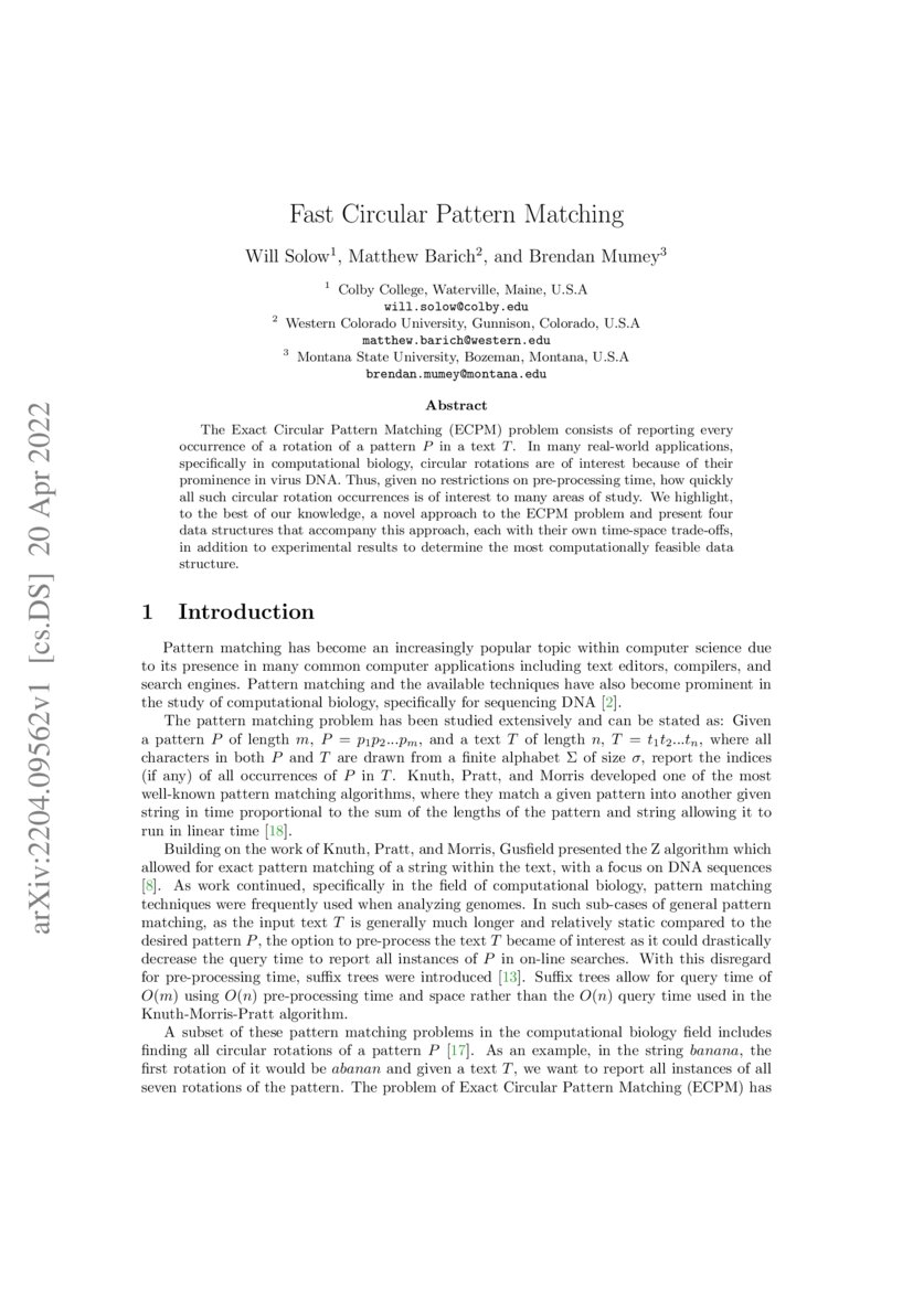 Fast Circular Pattern Matching | DeepAI