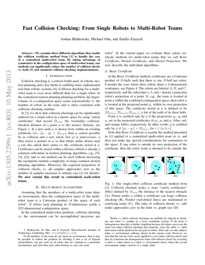Fast Collision Checking: From Single Robots to Multi-Robot Teams | DeepAI