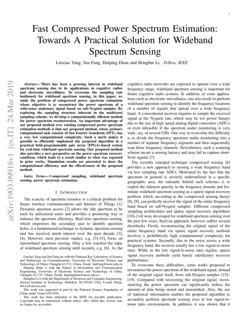 Fast Compressed Power Spectrum Estimation: Towards A Practical Solution ...